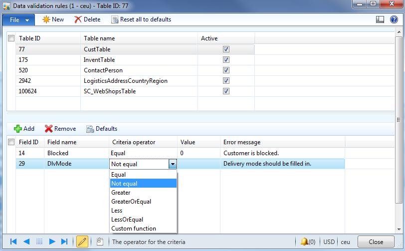 Data Validation Rules